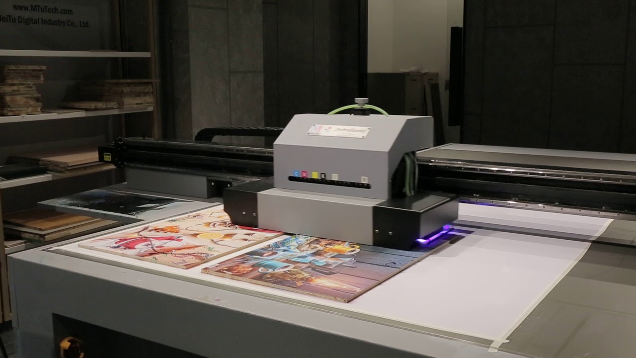 wood varnish flatbed uv printer big size - YouTube