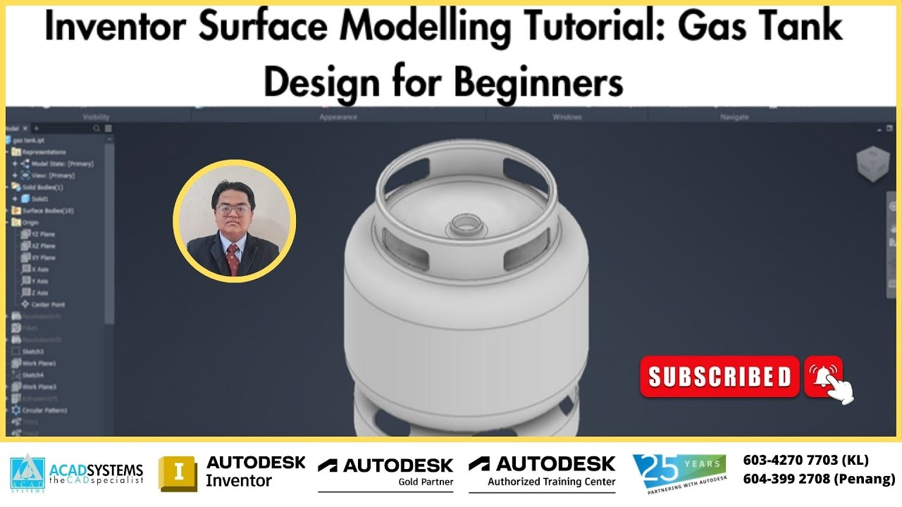 Inventor Surface Modelling Tutorial: Gas Tank Design for Beginners ...