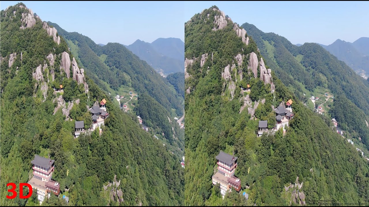 Drone 3D, 4K, A buddhist temple 3D, 3D SBS, VR, Magic eye, 전남 여수 향일암 매직 ...
