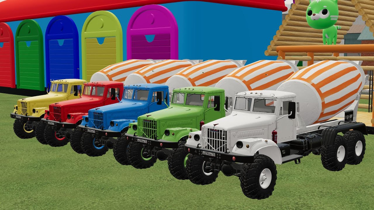 Transporting all ambulance car all police car THREE KRAZ mixer truck ...