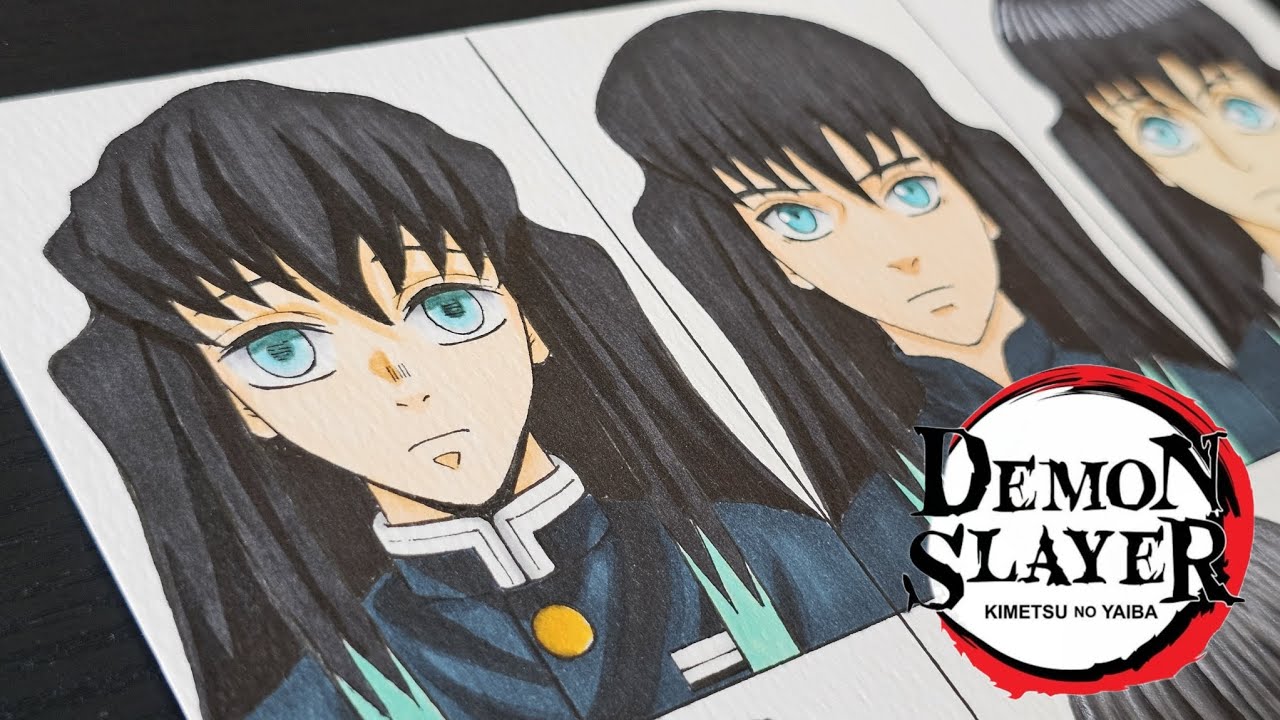 Drawing Muichiro Tokito in Different 9 Anime Styles||Demon Slayer # ...