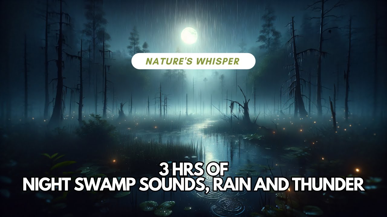 Nature's Whisper – 3hrs - Night Swamp Sounds, Rain and Thunder - YouTube
