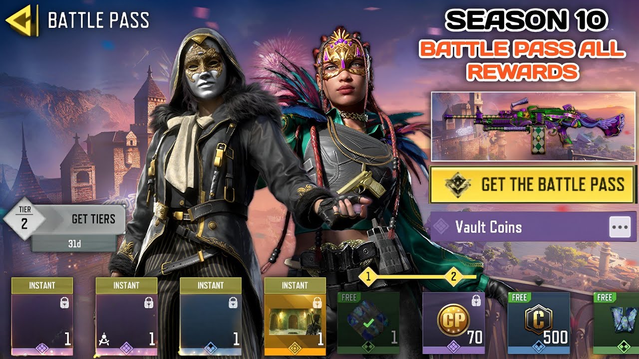 Season 10 Tier 1 to 50 Battle pass All Rewards in-game Cod mobile 2023 ...