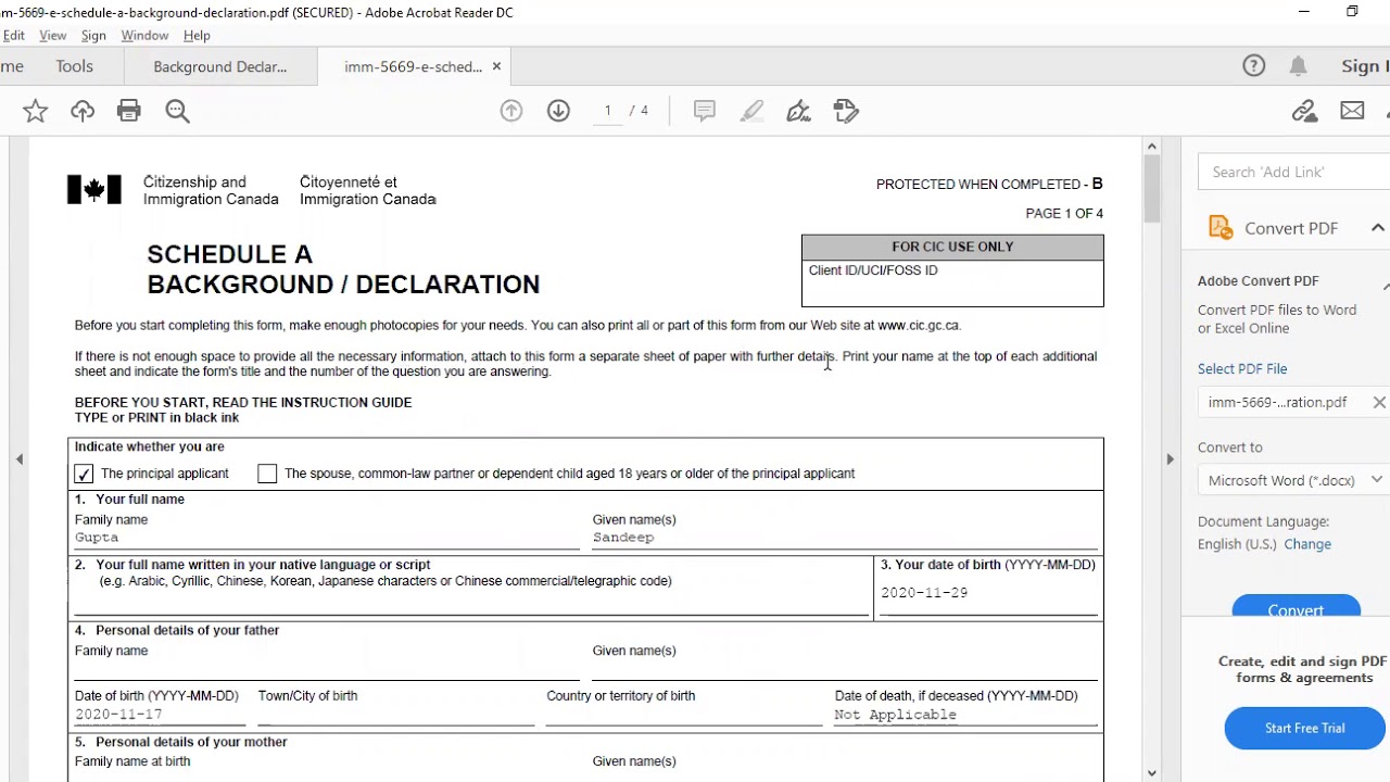 How To Fill Schedule A Background Declaration Form IMM 5669E YouTube How To Fill Schedule A Background Declaration Form IMM 5669E YouTube