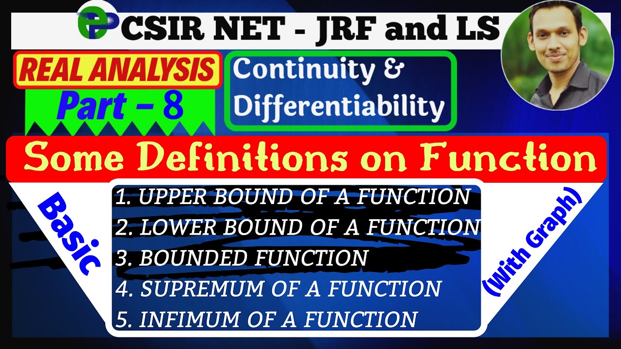 CSIR NET - Upper bound, lower bound, supremum, infimum of a function ...