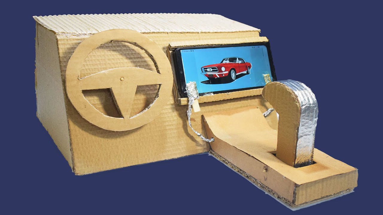 How to make steering wheel from cardboard with accelerator and brake ...