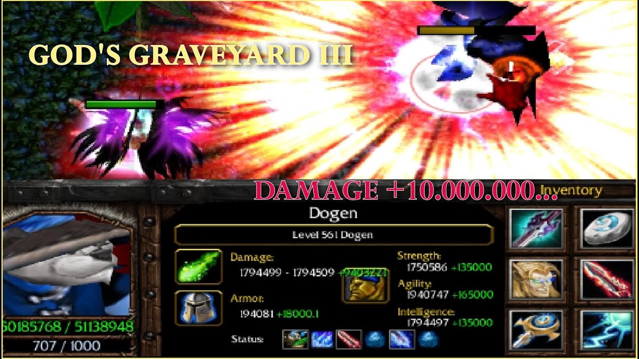 God's Graveyard v3.8.17 - solo win - difficult 6 - Hero Dogen nổ damage ...