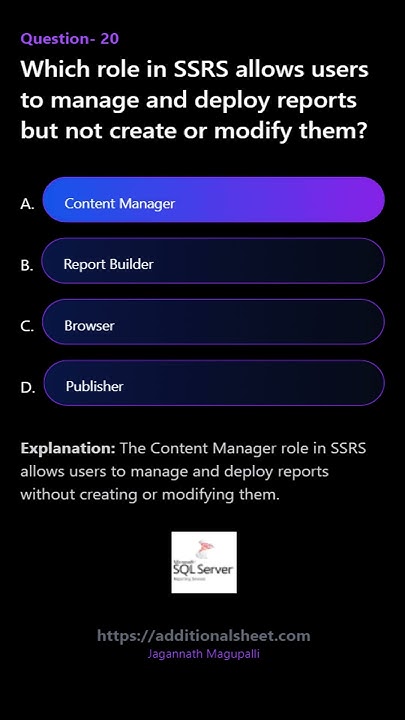Which role in SSRS allows users to manage and deploy reports but not create or modify them - YouTube