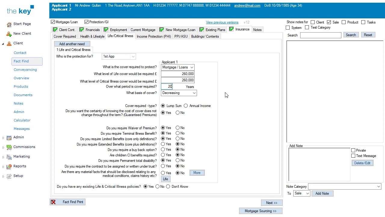 The Key v6: Completing the insurance element of a Fact Find - YouTube
