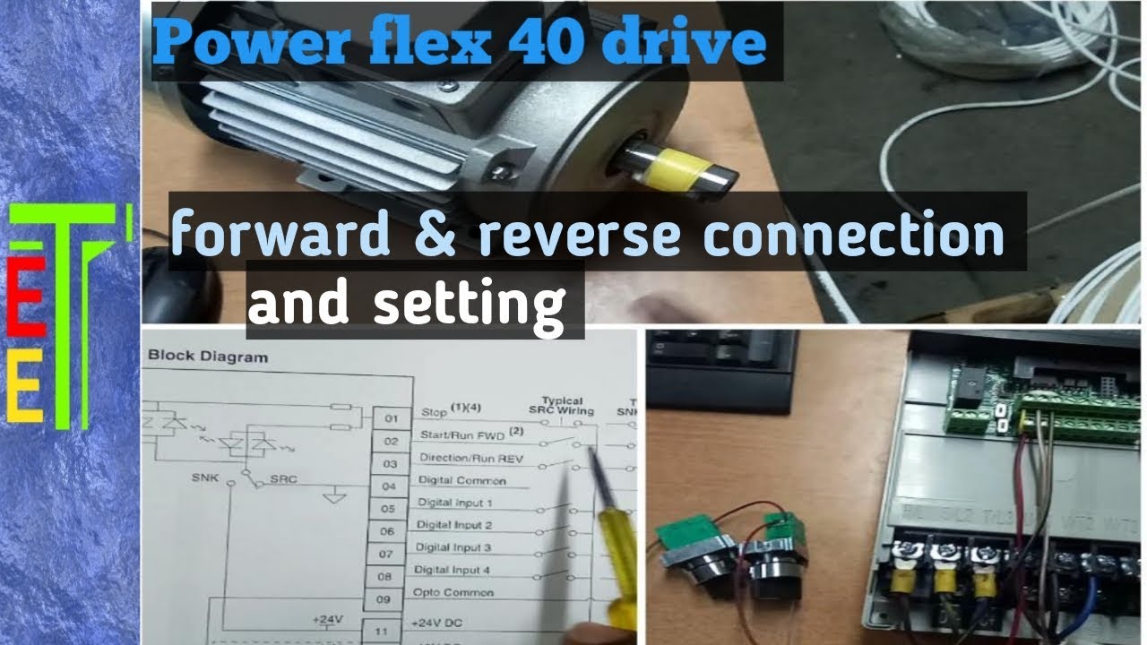 Power flex 40 forward and reverse connection - YouTube