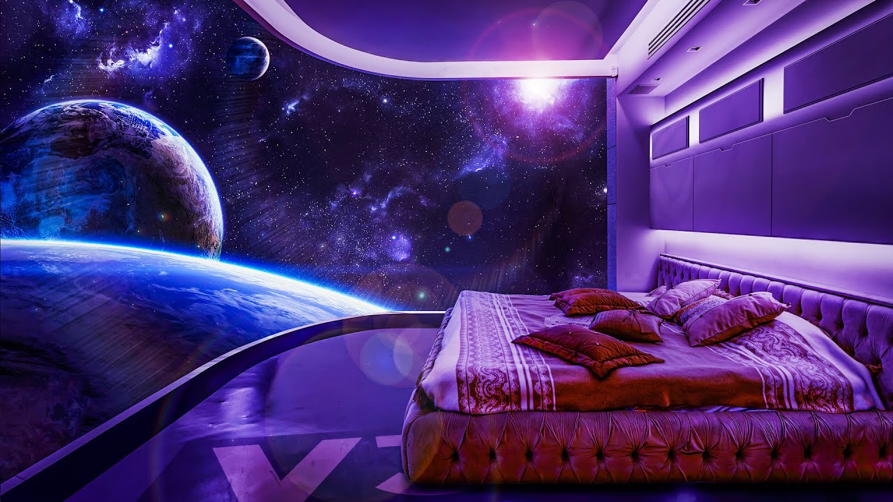 Space Hotel Suite ☄️ Starship Ambience with a View! 🌌 White Noise for ...