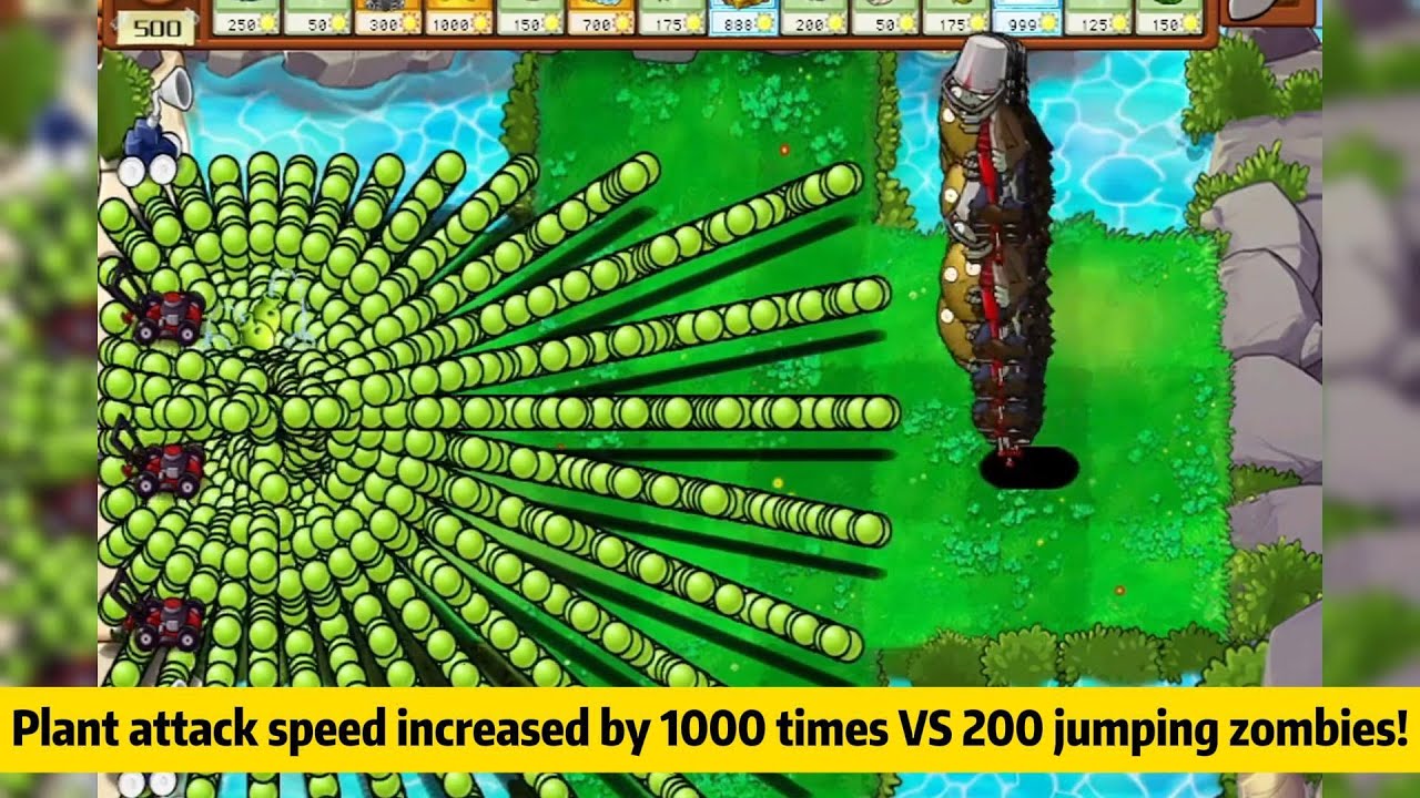 Plant attack speed increased by 1000 times VS 200 jumping zombies ...