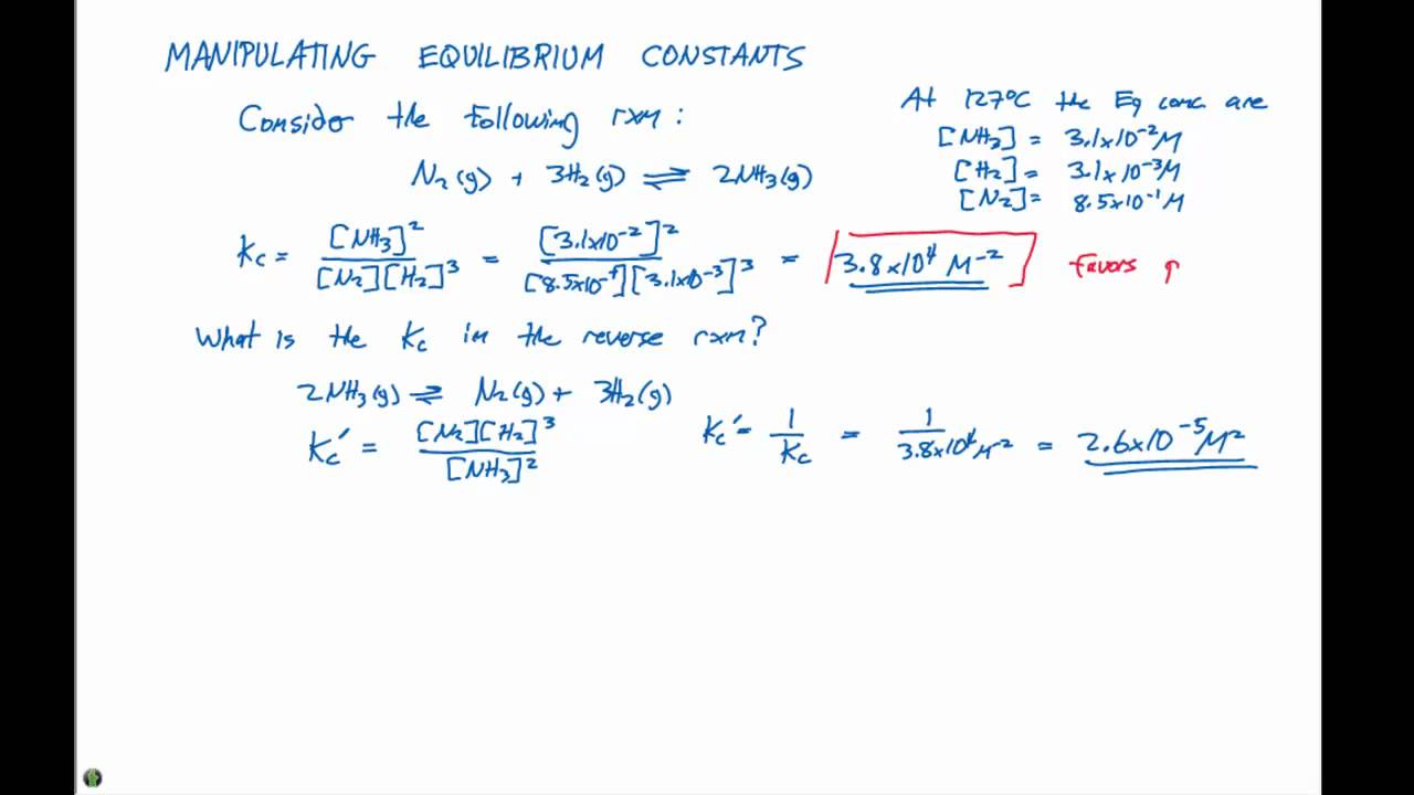 15.3 Manipulating Equilibrium Constants - YouTube