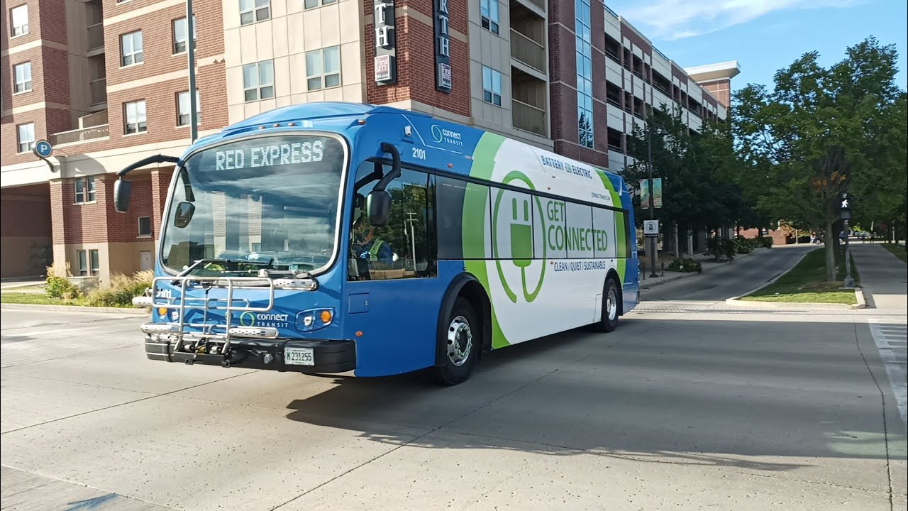 Connect Transit 2021 Proterra ZX5 35' 2101 On the Red Express - YouTube