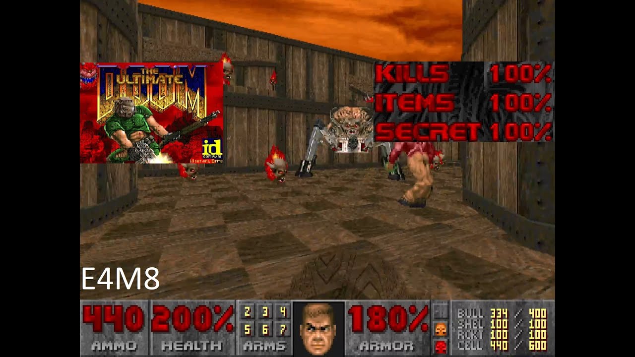 The Ultimate Doom E4M8 Ultra Violence 100% Walkthrough with commentary ...