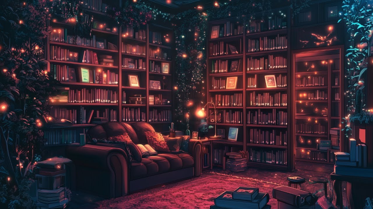 Cozy Library Lofi Ambience ☕ | Relaxing Music for Study, Reading ...