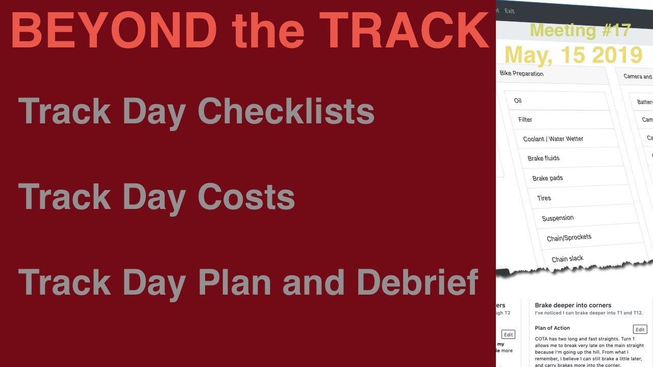 Track Day Checklists, Costs, Plan, and Debrief (Beyond the Track May ...