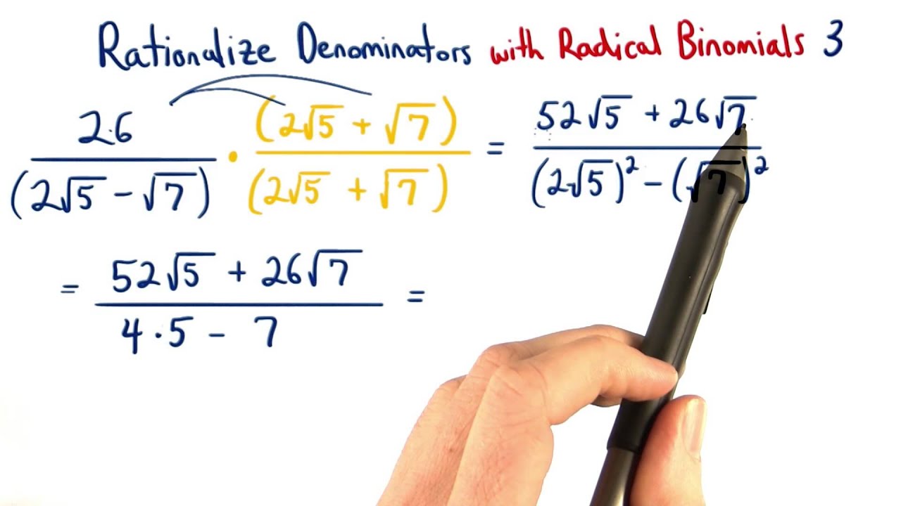 Rationalize Denominator with Radical Binomials 3 - Visualizing Algebra ...