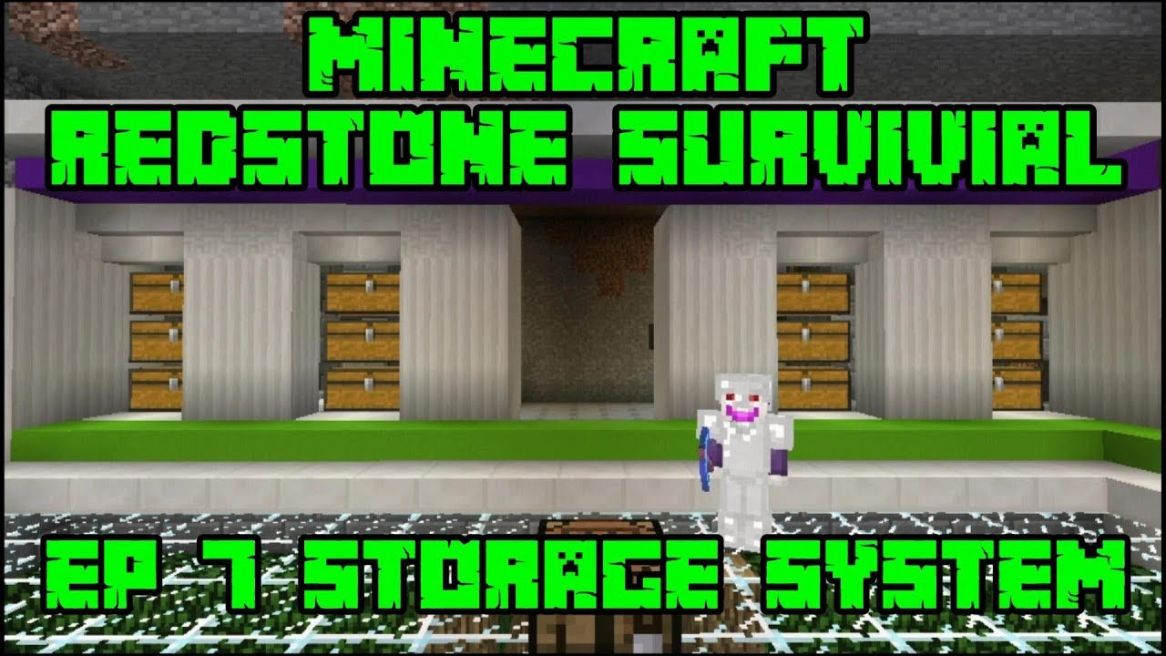 Minecraft Redstone Survival Ep 7 Storage system - YouTube