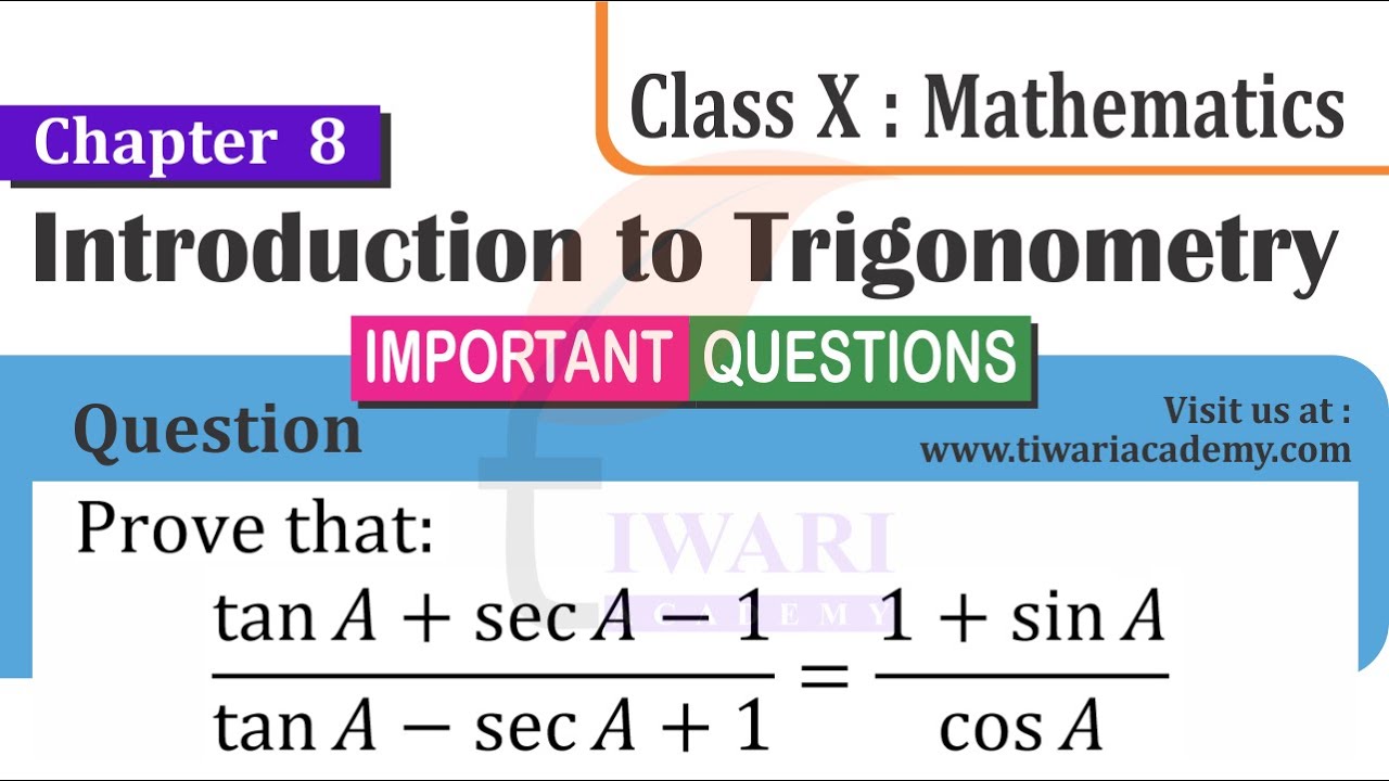 Class 10 Maths Chapter 8 Trigo Important Questions in Hindi and English ...