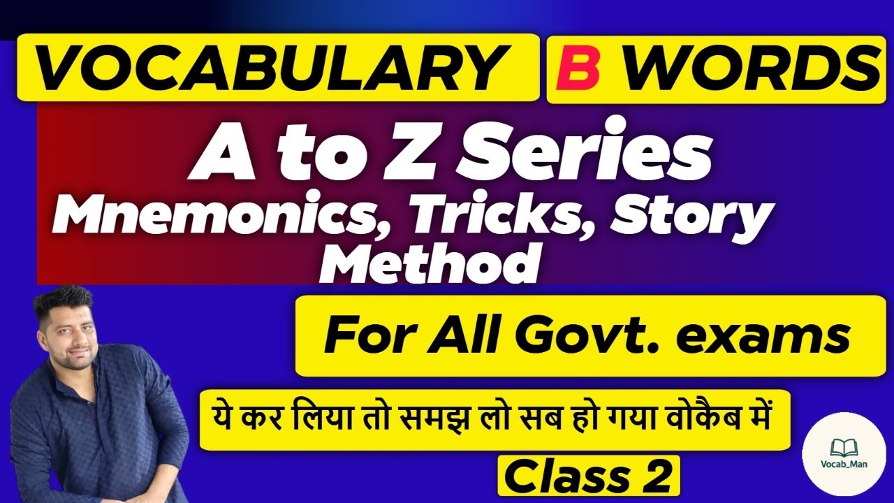 A to Z Vocab series by @Vocab_Man || B Series | Class 2 | For SSC CGL ...