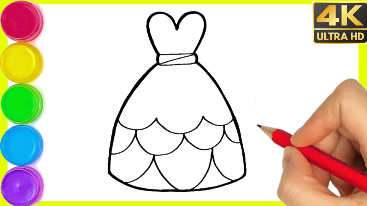 How to draw colouring dress 👗 Drawing| How to draw a girl with ...