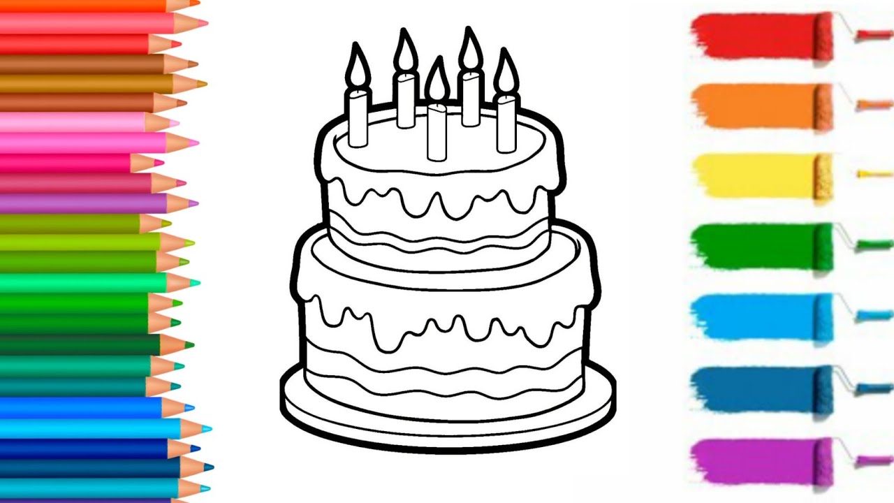 How to draw a big CAKE🍰Simple drawing a cake for kids - YouTube