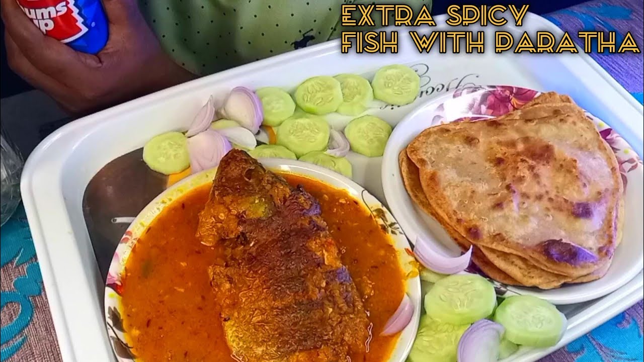 EATING EXTRA WHOLE FISH CURRY 🥵🥵 WITH ROTI SALAD COOL DRINKS | ASMR ...