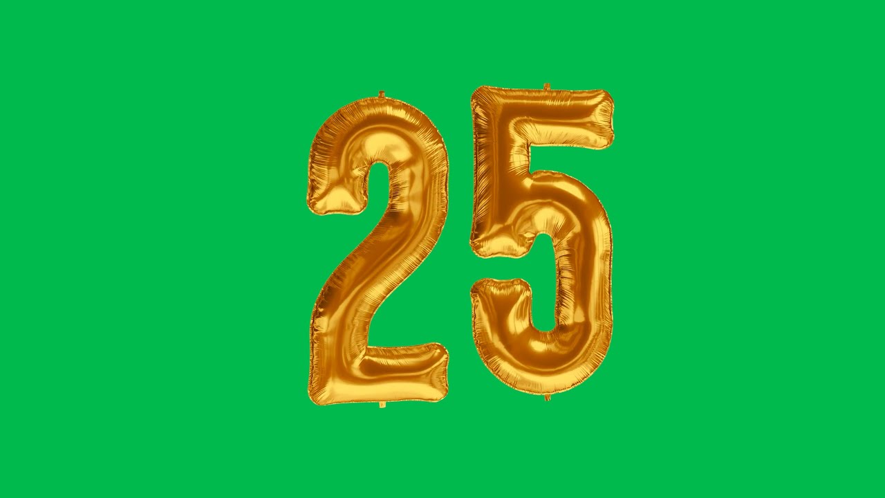 Green Screen 25 Twenty Five Number Foil Balloons | 4K | Global Kreators ...