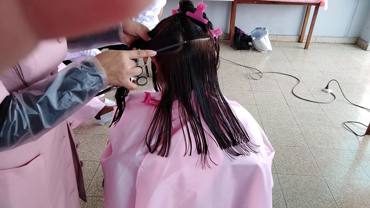 Técnica de corte de cabello recto - ángulo 0 grados - YouTube