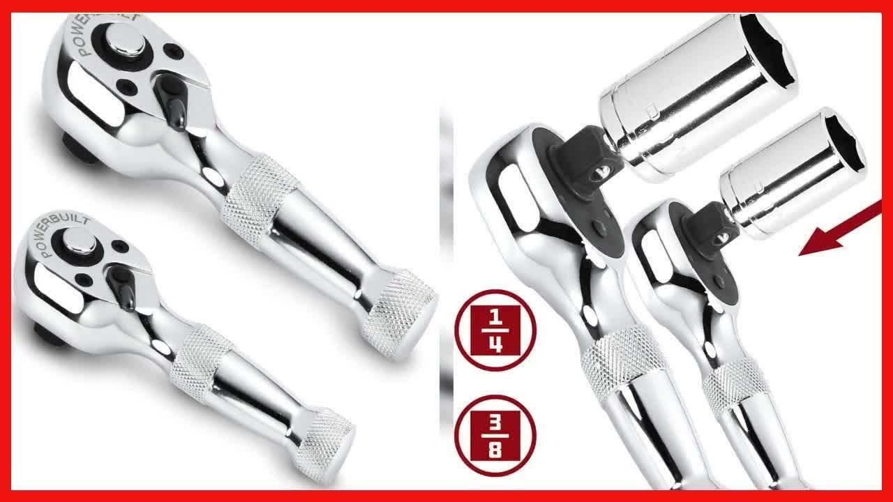 Powerbuilt 640927 1/4-Inch and 3/8-Inch Stubby Ratchet Set, 2-Piece ...