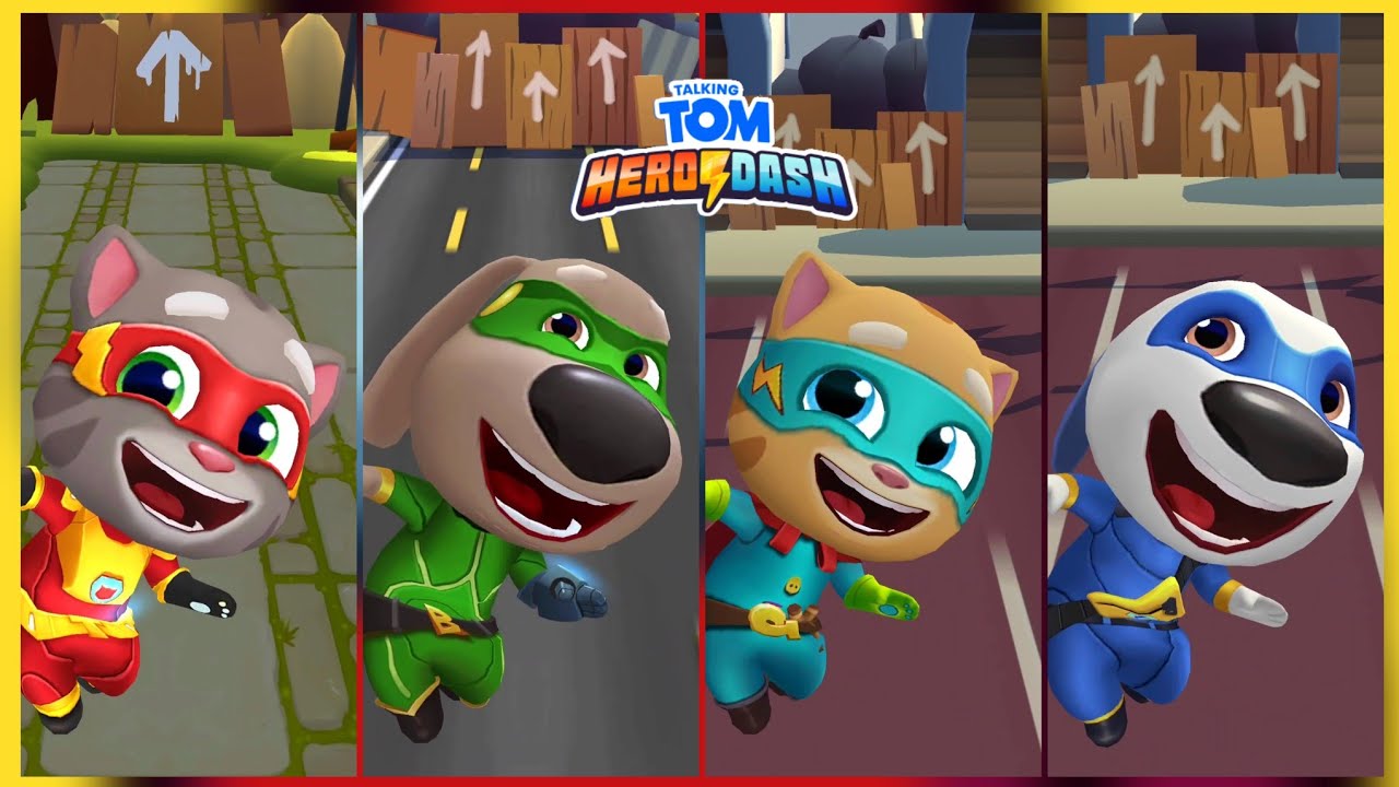 Talking Tom Hero Dash Super Tom Vs Super Ben Vs Super Ginger Vs Super ...