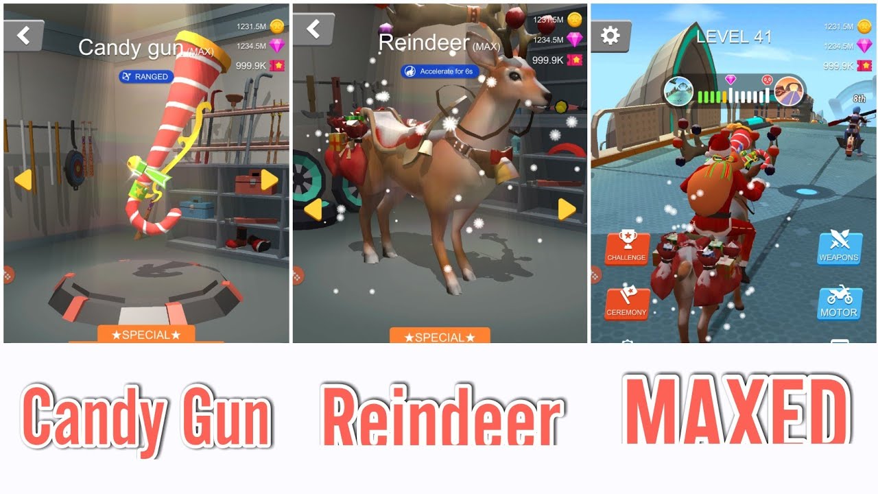 Racing Smash 3D New Motor and Weapon | Reindeer + Candy Gun Unlocked ...