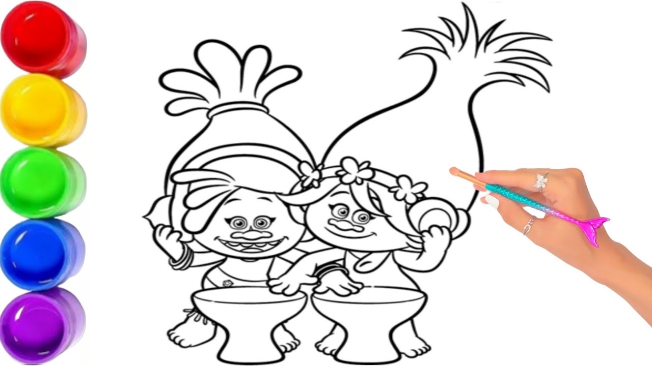 Poppy and Dj Suki Drawing from Trolls || Trolls Drawing Easy - YouTube