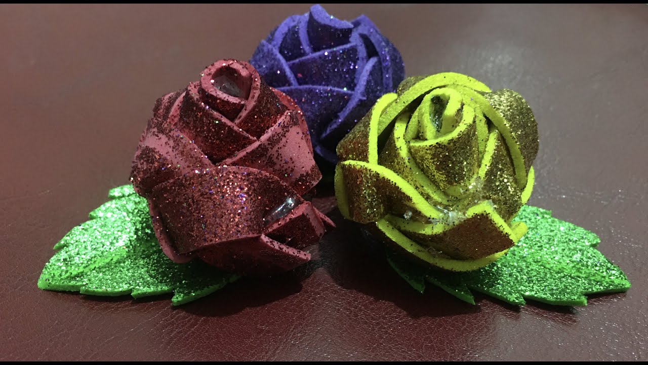 Foam rose|How to make rose with foam paper - YouTube