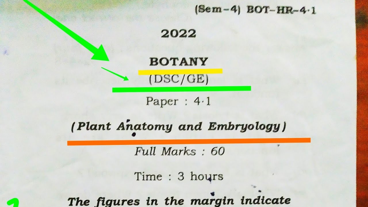 Question paper of Botany, (plant anatomy and embryology), Bsc 4th ...
