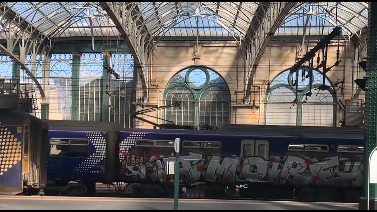 ScotRail Trains (With Graffiti) Arrive and Depart Glasgow Central - YouTube