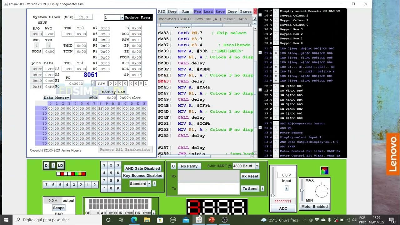 Display de 7 segmentos no EdSIM 51 - YouTube