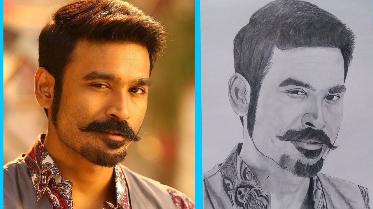Dhanush drawing (Maari 2 look dhanush drawing) - YouTube