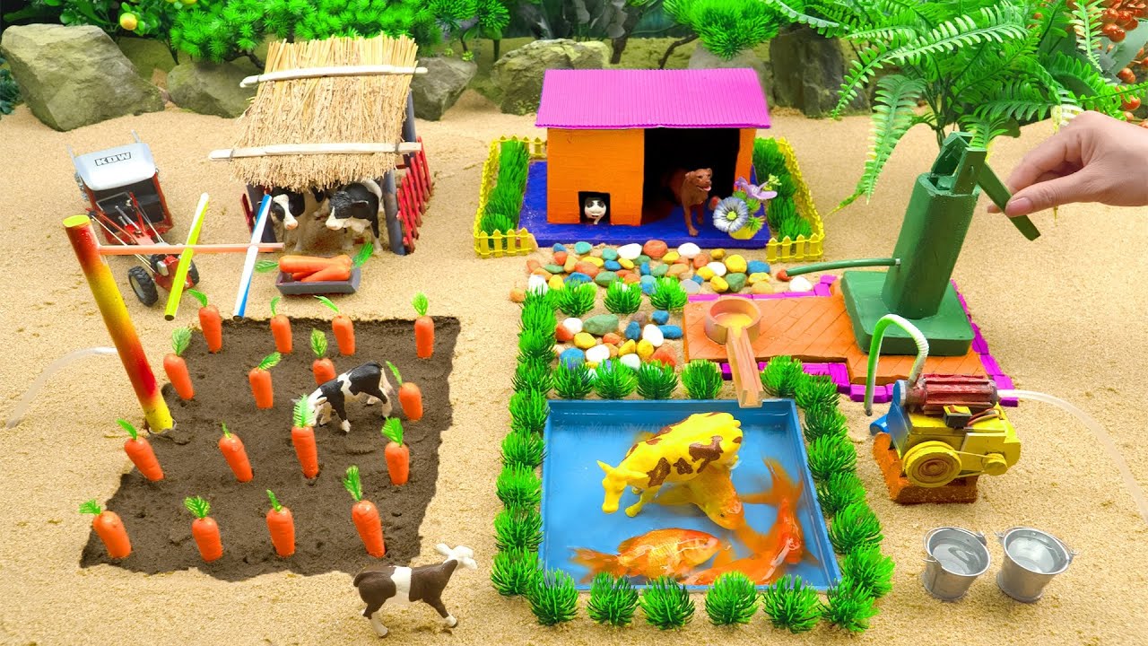DIY Mini Farm Diorama with house for cow, Build a fish tank garden, for ...