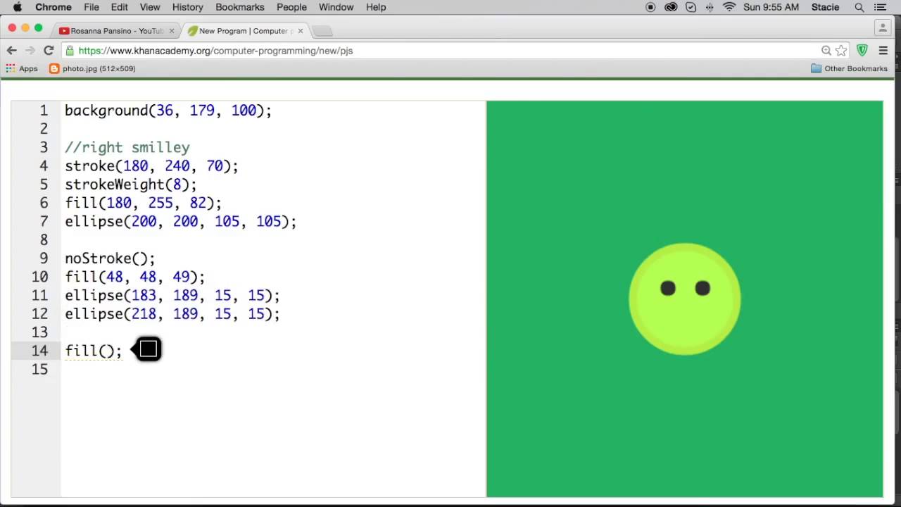 How to make Smiley EMOJI in JavaScript using Khan Academy - YouTube