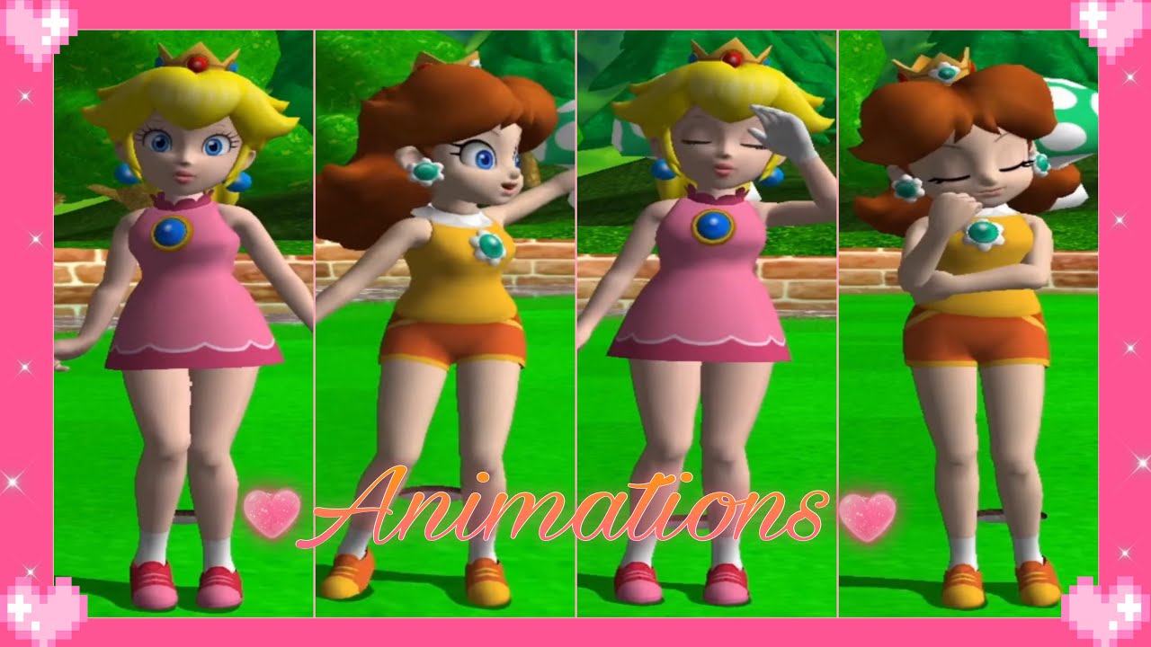 💗Mario Golf Toadstool Tour - Peach and Daisy Post - hole Animations 4k ...
