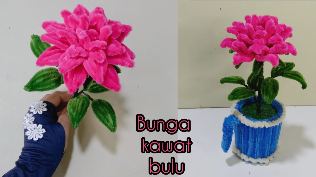 DIY | Cara Membuat bunga dari kawat bulu simple - YouTube