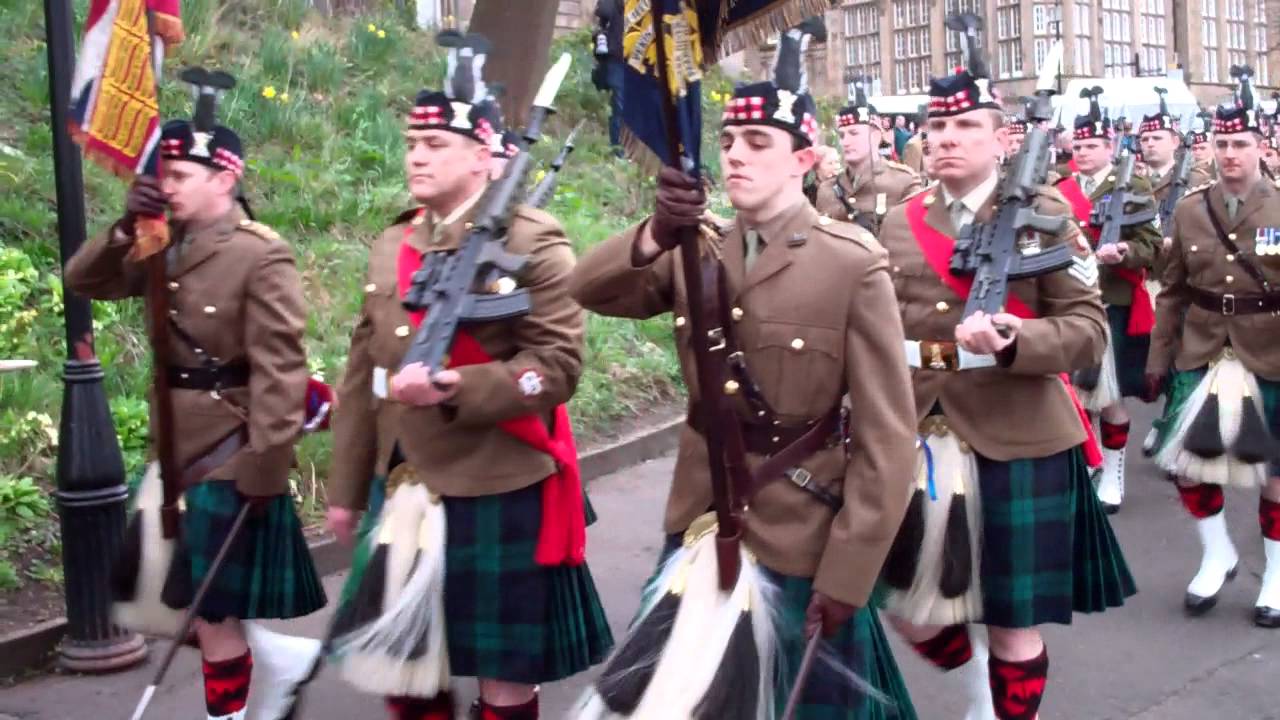 7 Scots Royal Regiment of Scotland Marching Down Corn Exchange Road In ...