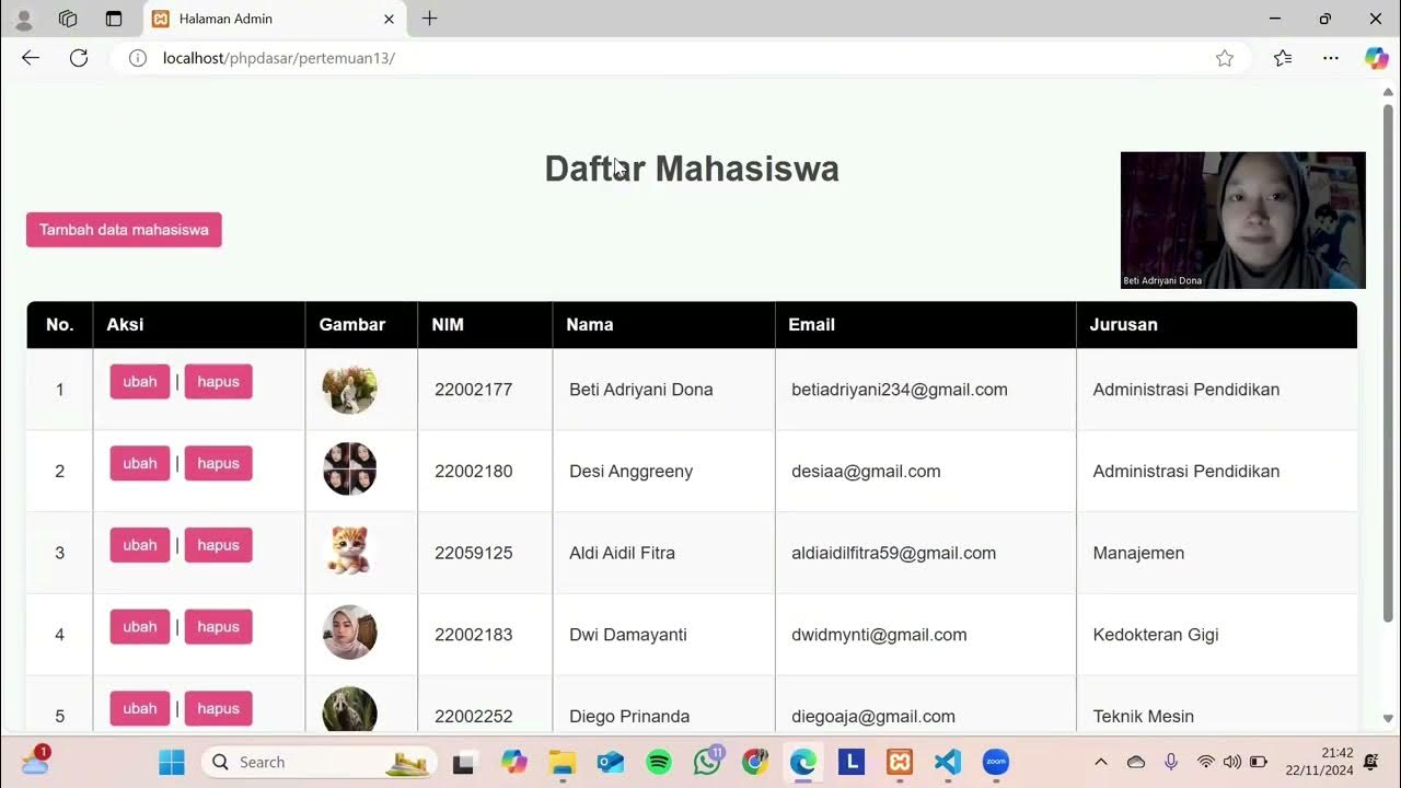 Menginsert, Delete, dan Edit data menggunakan Apk XAMPP & Visual Studio Code || Pert 12&13 - YouTube
