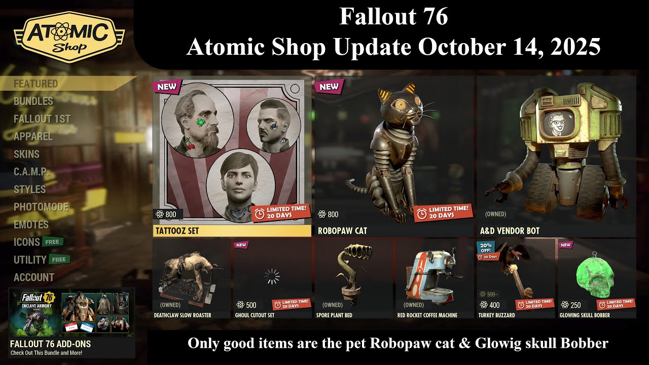 Fallout 76 Atomic Shop Update October 14, 2025 - YouTube
