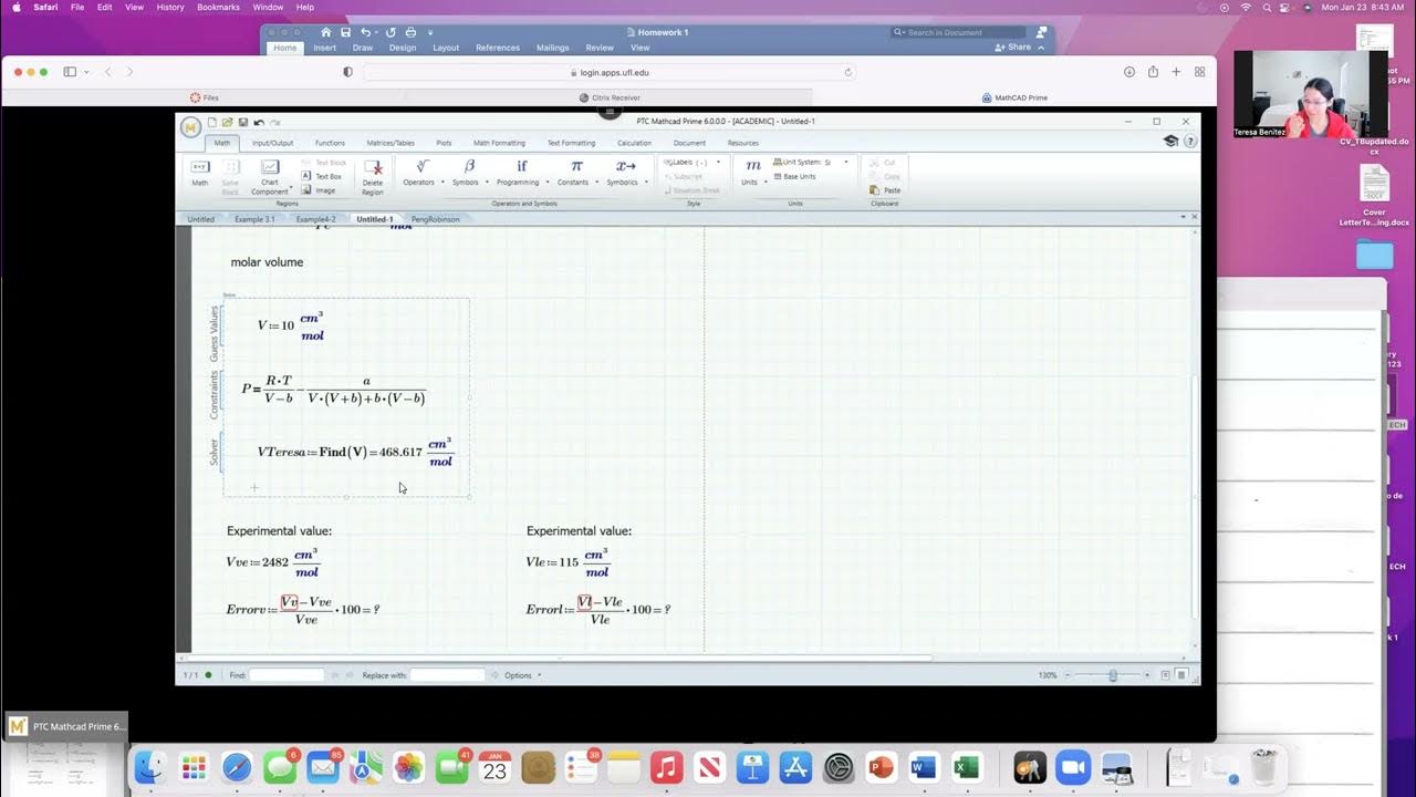 Problem 1/Mathcad intro (ECH4123 Spring 2023) - YouTube