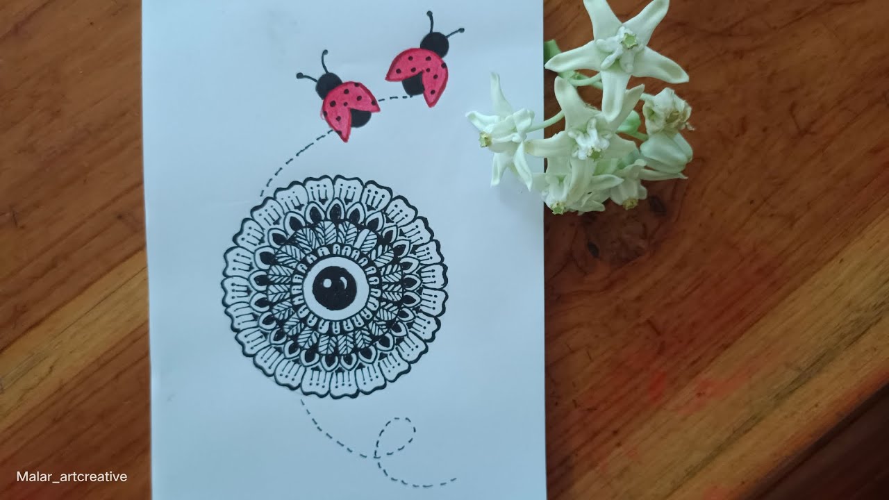 mandala art with bug ||easy to draw for beginners ||step by step - YouTube