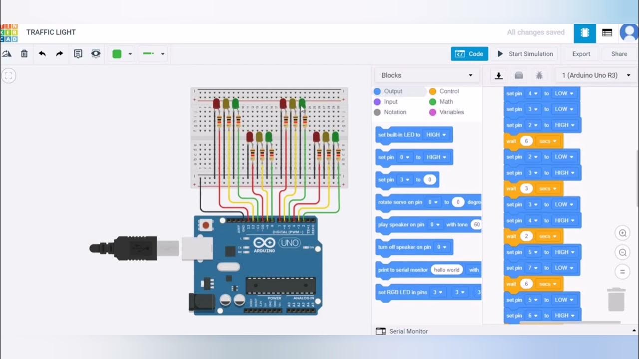Arduino Traffic Light Project - Tinkercad - YouTube