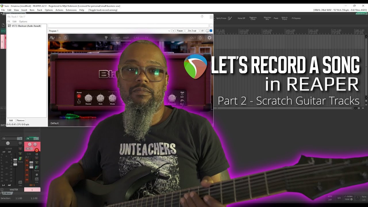 Let's Record a Song in REAPER Part 2 - Scratch Guitar Tracks - YouTube